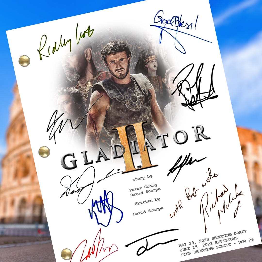Gladiator II Script Autograph Signed Reprints 132 Pages Denzel ...