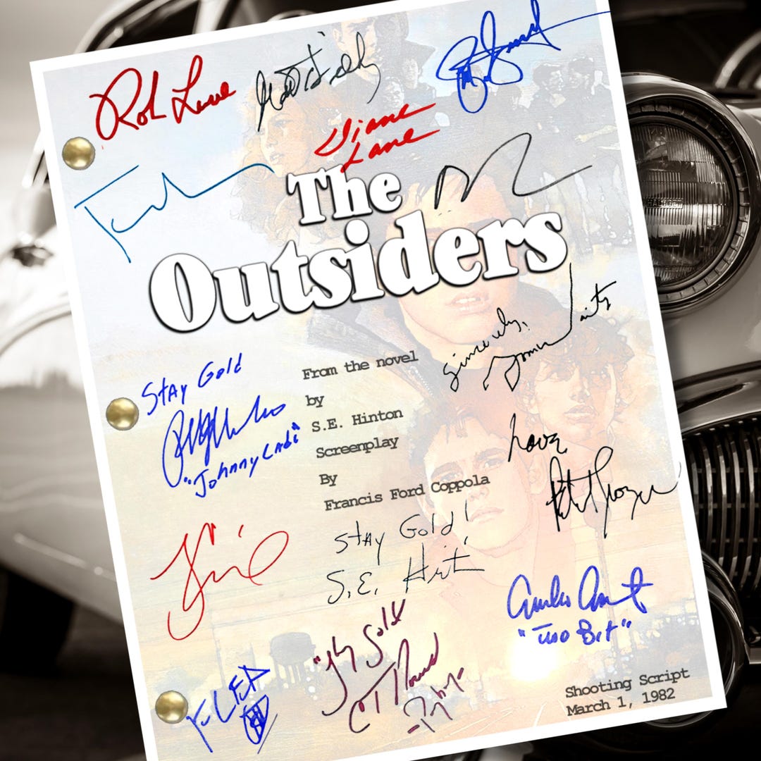 The Outsiders Signed Autograph Movie Script Reprints Outsiders Movie Greasers - Etsy