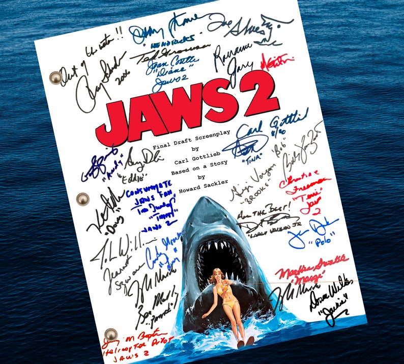 Jaws 2 Script Signed Autograph Reprints Full Script Long Roy Scheider Donna Wilkes Ann ...