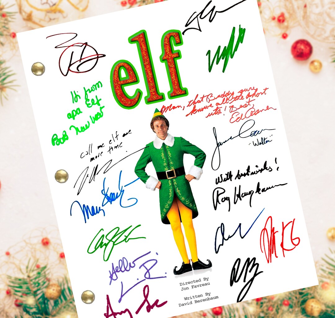 Elf Script Cast-signed , Autograph Reprints - Elf Movie Screenplay ...