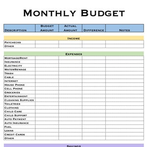 Simple Monthly Budget Editable - Etsy