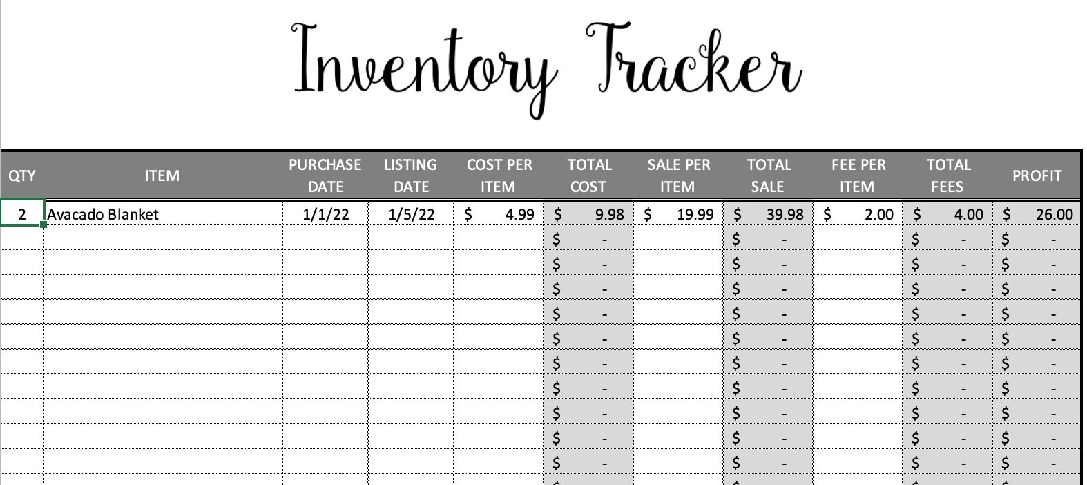 Inventory Tracker - Etsy