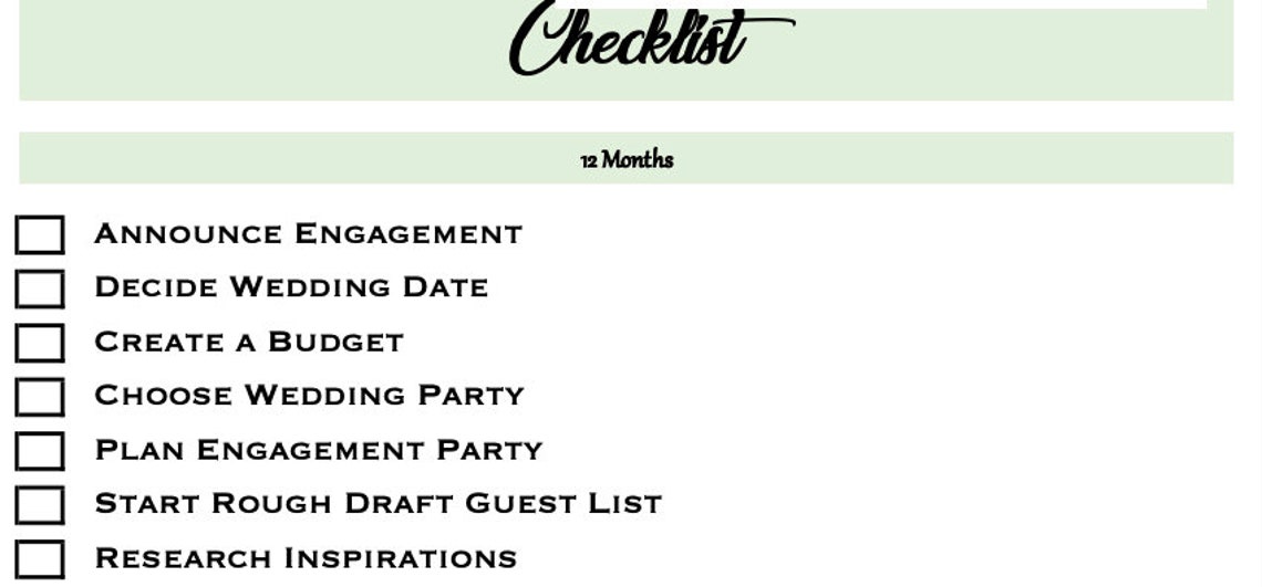 The Perfect Wedding Checklist - Etsy