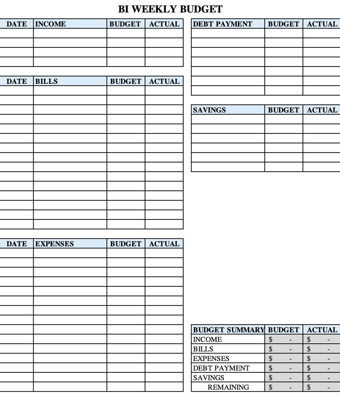 Bi Weekly Budget Editable - Etsy