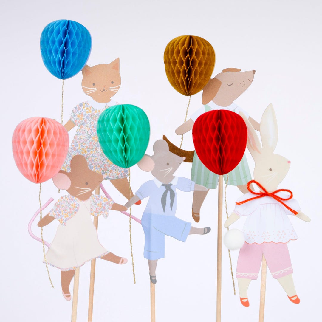 Meri Meri Animal Friends Cake Toppers (set of 5), 5 Charming Animal ...