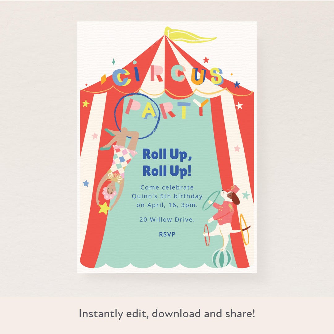 Meri Meri Circus Digital Party Invitation - Etsy