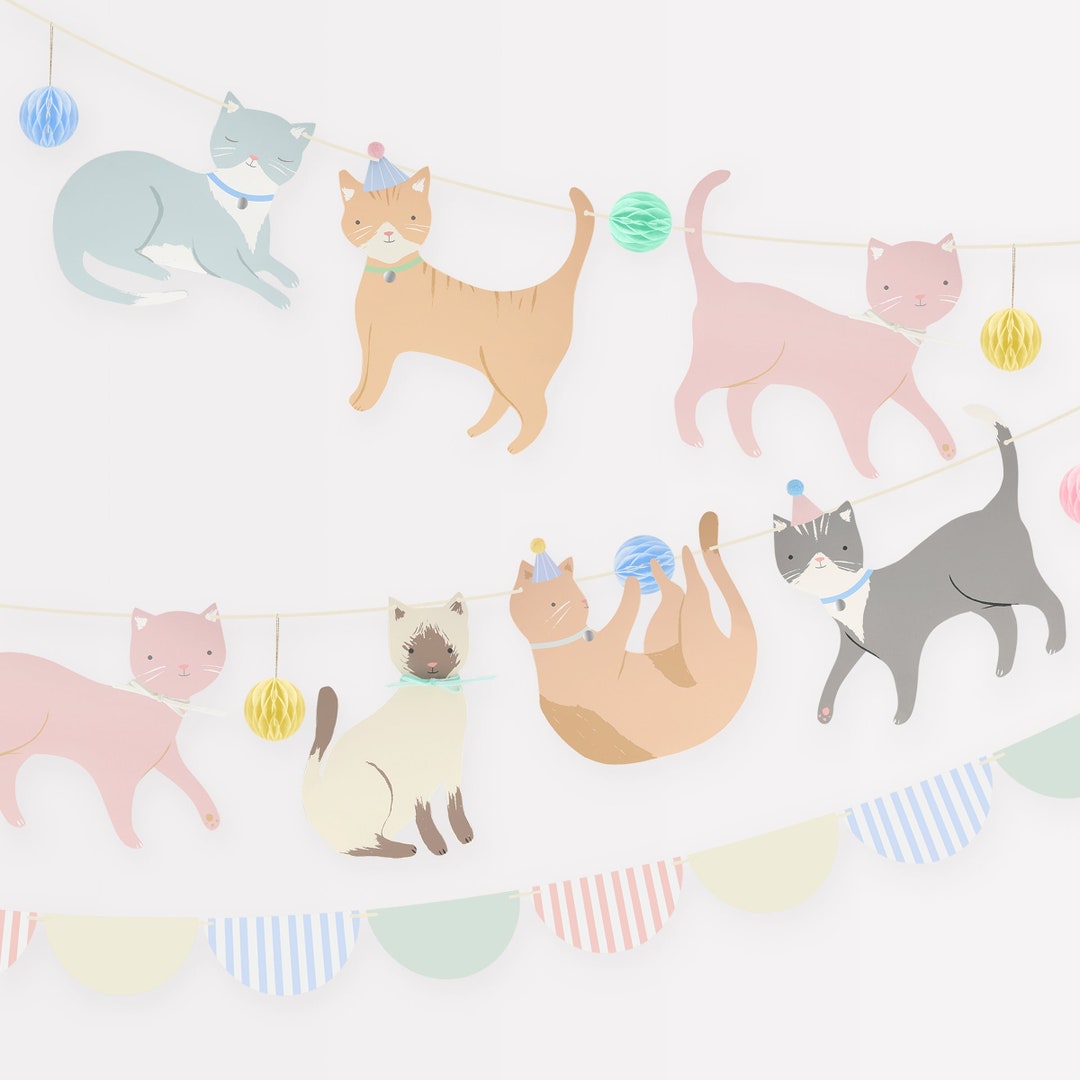 Meri Meri Kitten Garland: Party Decor With Honeycomb Balls (10') - Etsy