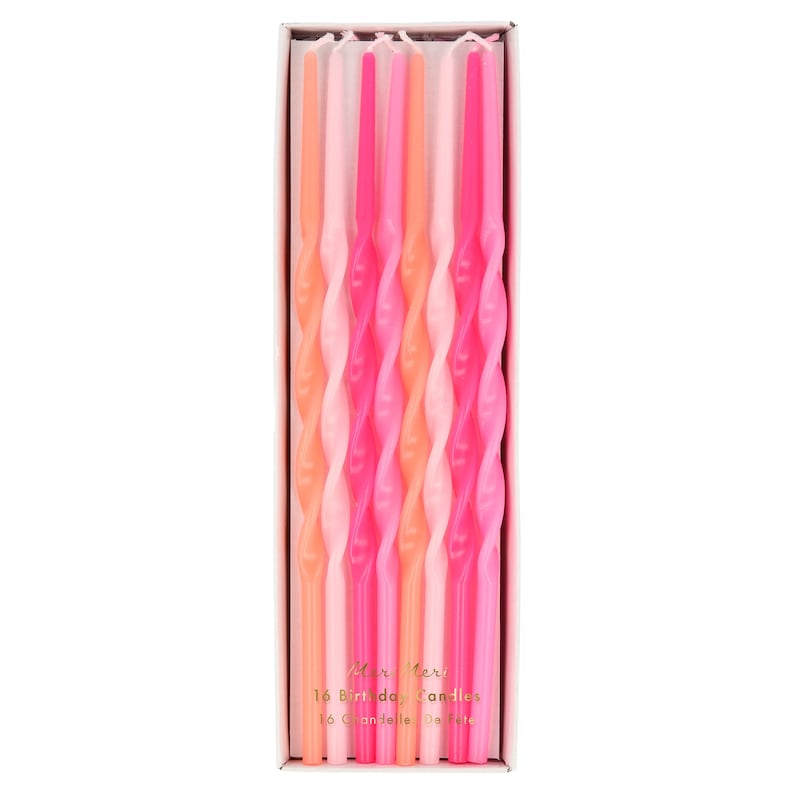 Meri Meri Pink Twisted Long Candles | Birthday Cake Decor | Cake Topper ...