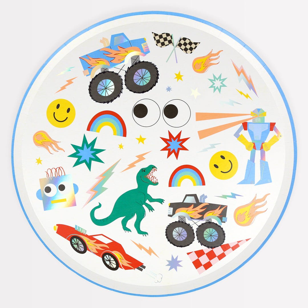 Meri Meri Retro Toybox Dinner Plates | Birthday Party Decor | Party ...