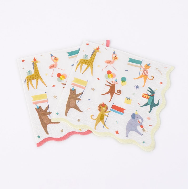 Meri Meri Animal Parade Large Napkins (pack of 16) - Etsy