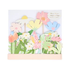 Meri Meri Floral Garden Cake Wrap and Toppers | Garden Party Decor ...