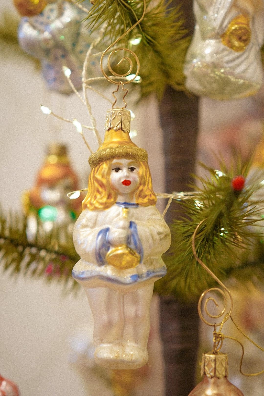 Vintage German Inge Glas Lauscha Glass Christmas Ornament Angel With ...