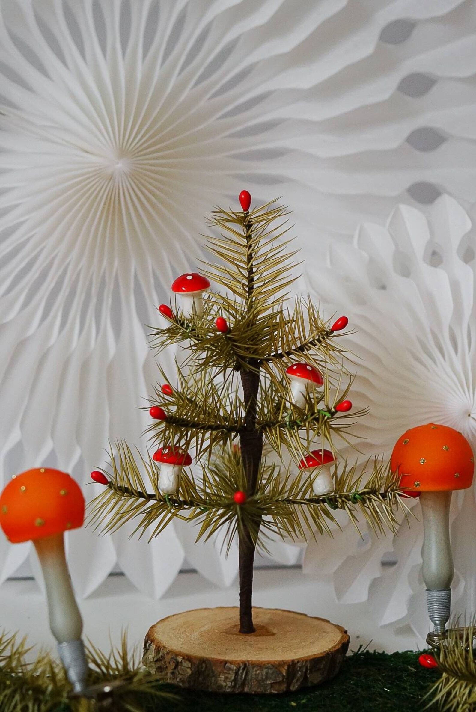 Authentic German Goose Feather Tree Decorated With Mushrooms - Etsy