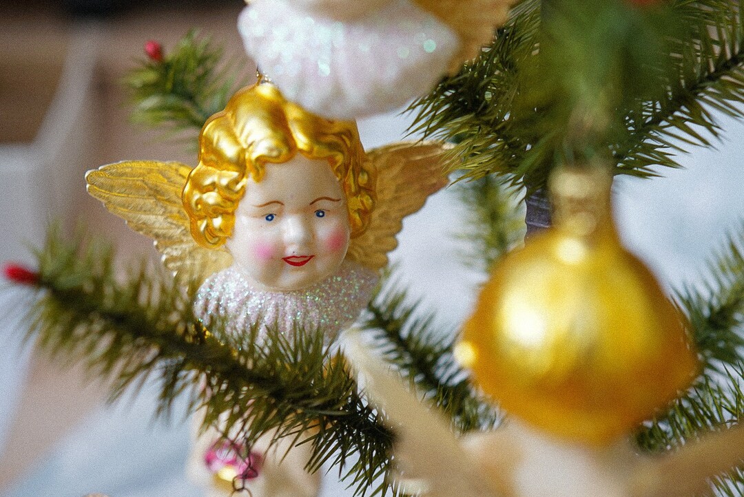 Vintage German Lauscha Glass Christmas Ornament Angel With Dresden ...