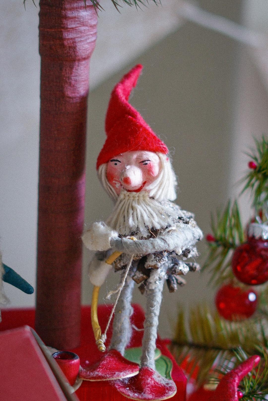 Antique German Collectible Pine Cone Elf Pixie Gnome Figurine Christmas ...