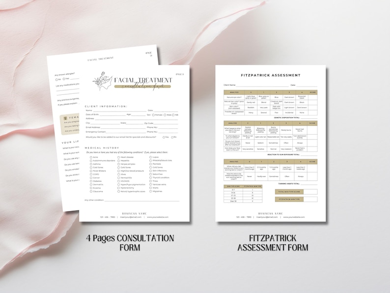 Facial Treatment Form Template for Esthetician Skin Analysis ...