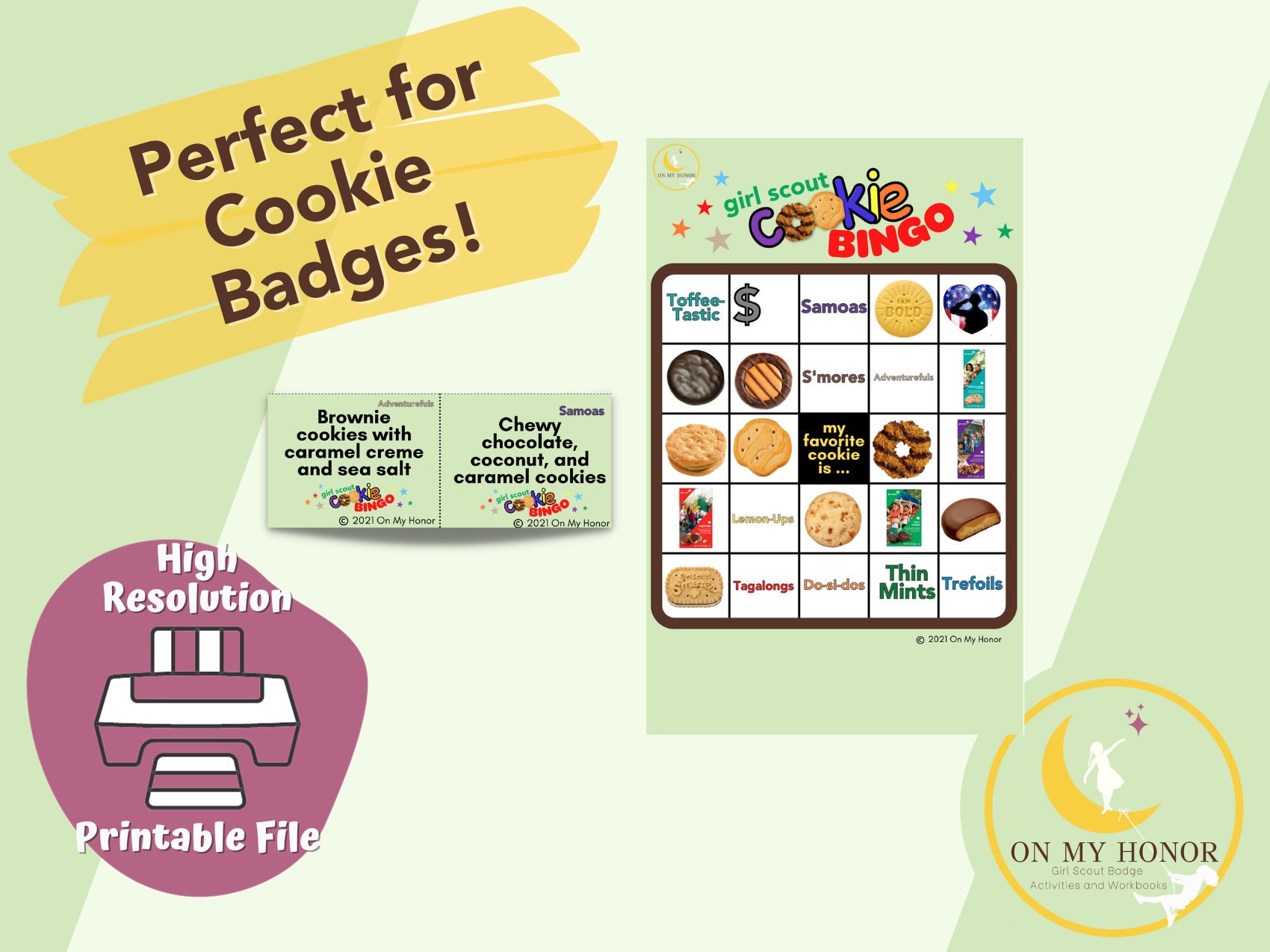 Girl Scout Cookies 2024 Bingo Cookie Game Cookie Badge Education Little ...