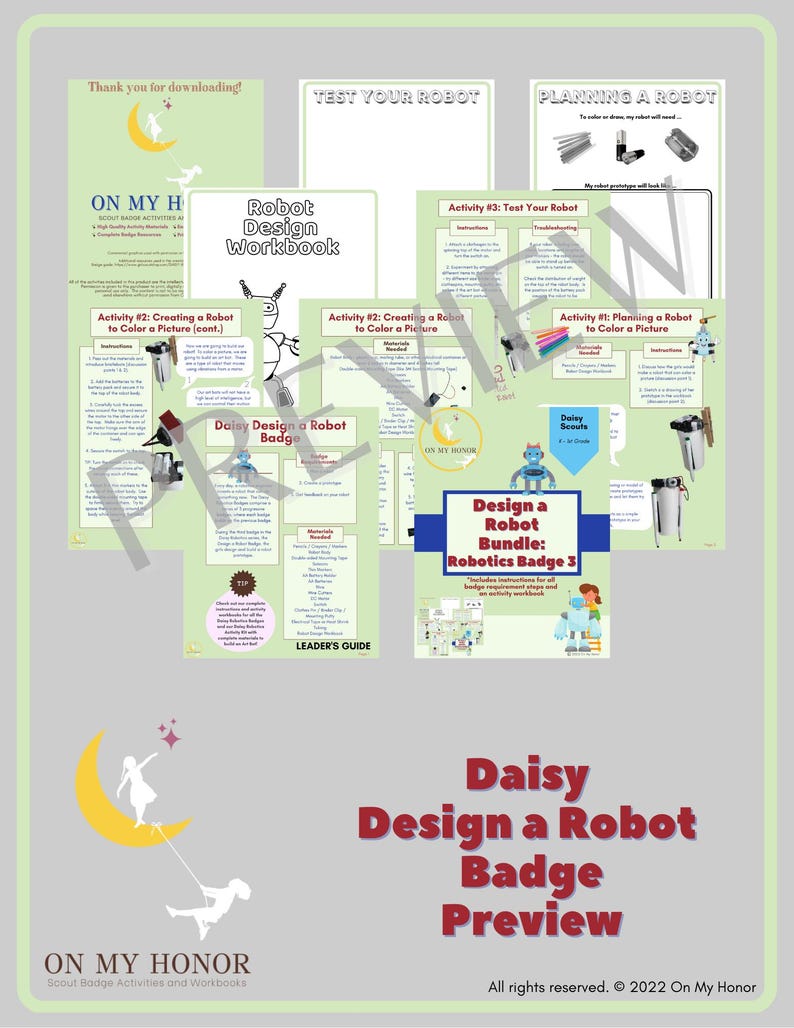 Daisy Girl Scouts Robotics Badge Activity Plan Bundle: 3 Robot Badges ...