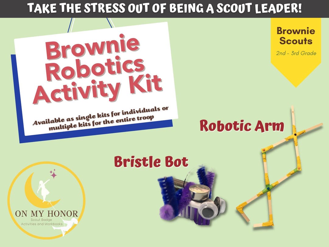 Brownie Girl Scouts Robotics Activity Kit: Bristle Bot & Robotic Arm ...