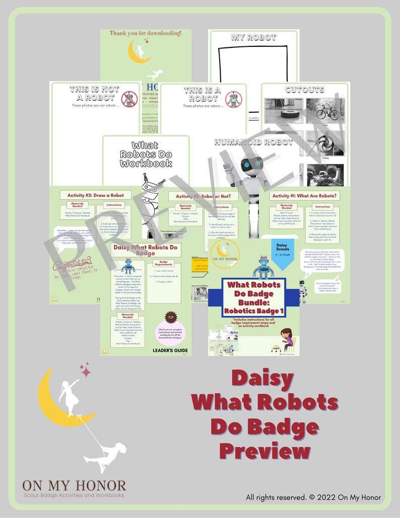 Daisy Girl Scouts Robotics Badge Activity Plan Bundle: 3 Robot Badges ...