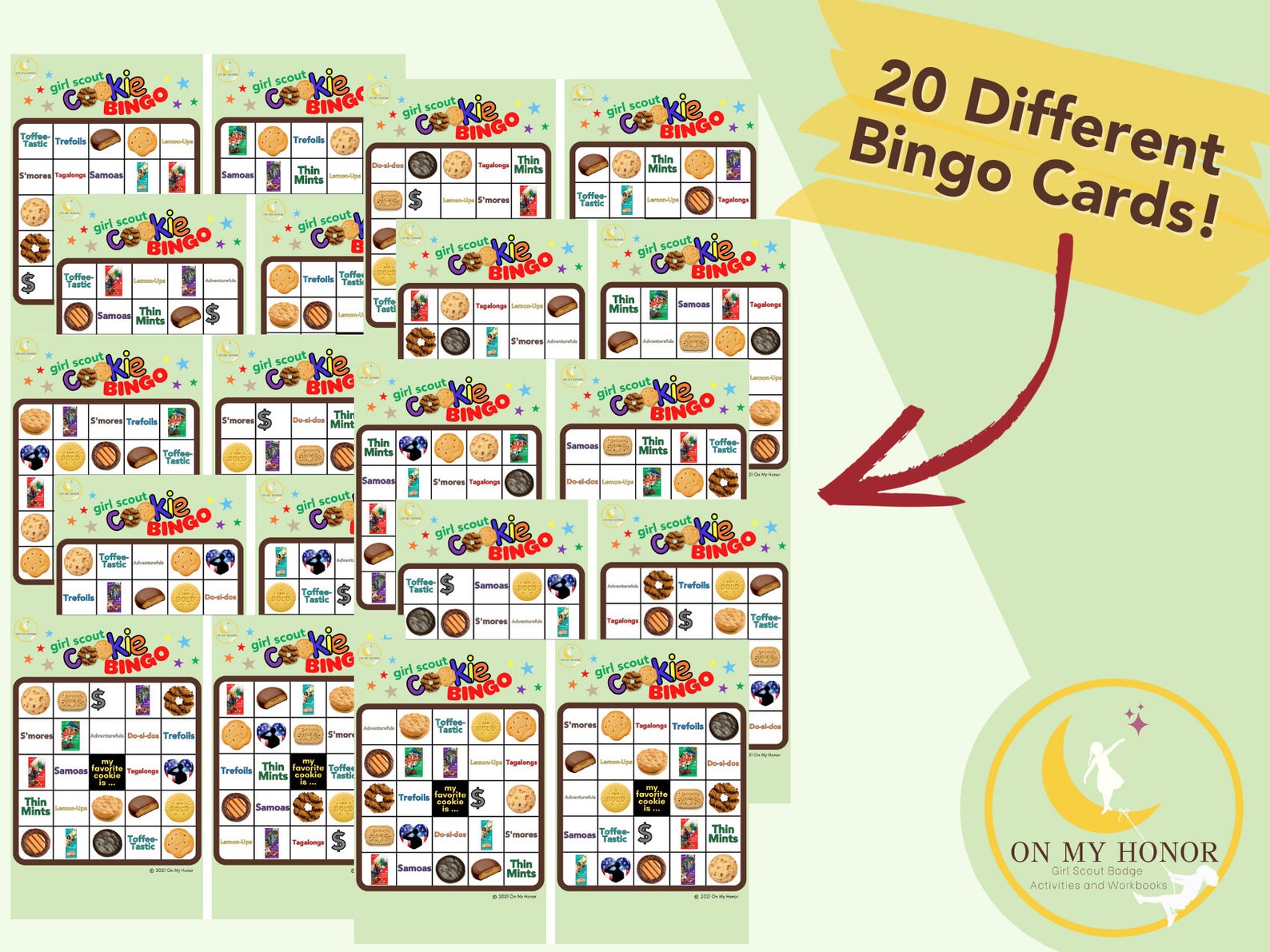 Girl Scout Cookies 2024 Bingo Cookie Game Cookie Badge Education Little ...