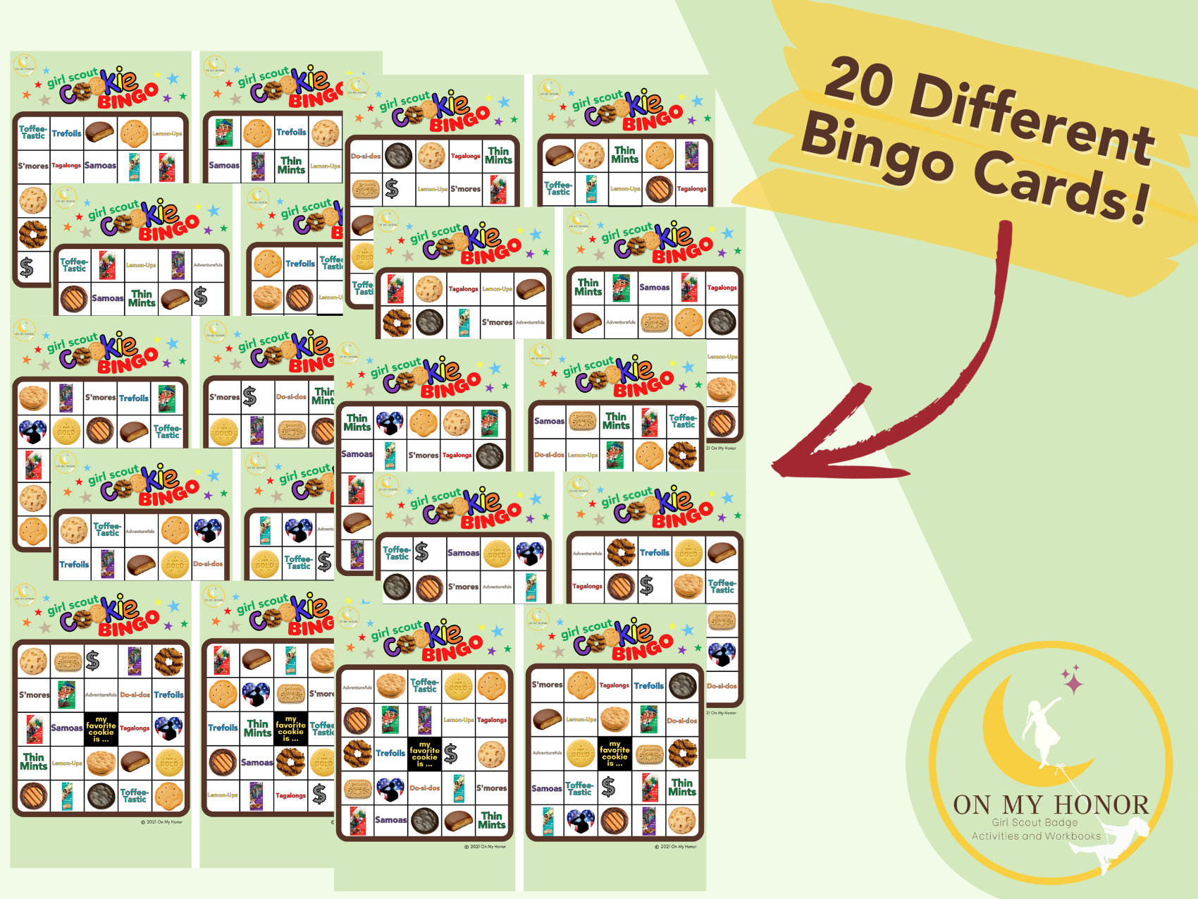 Girl Scout Cookies 2024 Bingo Cookie Game Cookie Badge Education Little ...