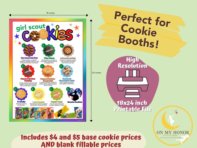 Girl Scout Cookies 2023 Booth Cookie Menu Poster Abc Daisies Etsy