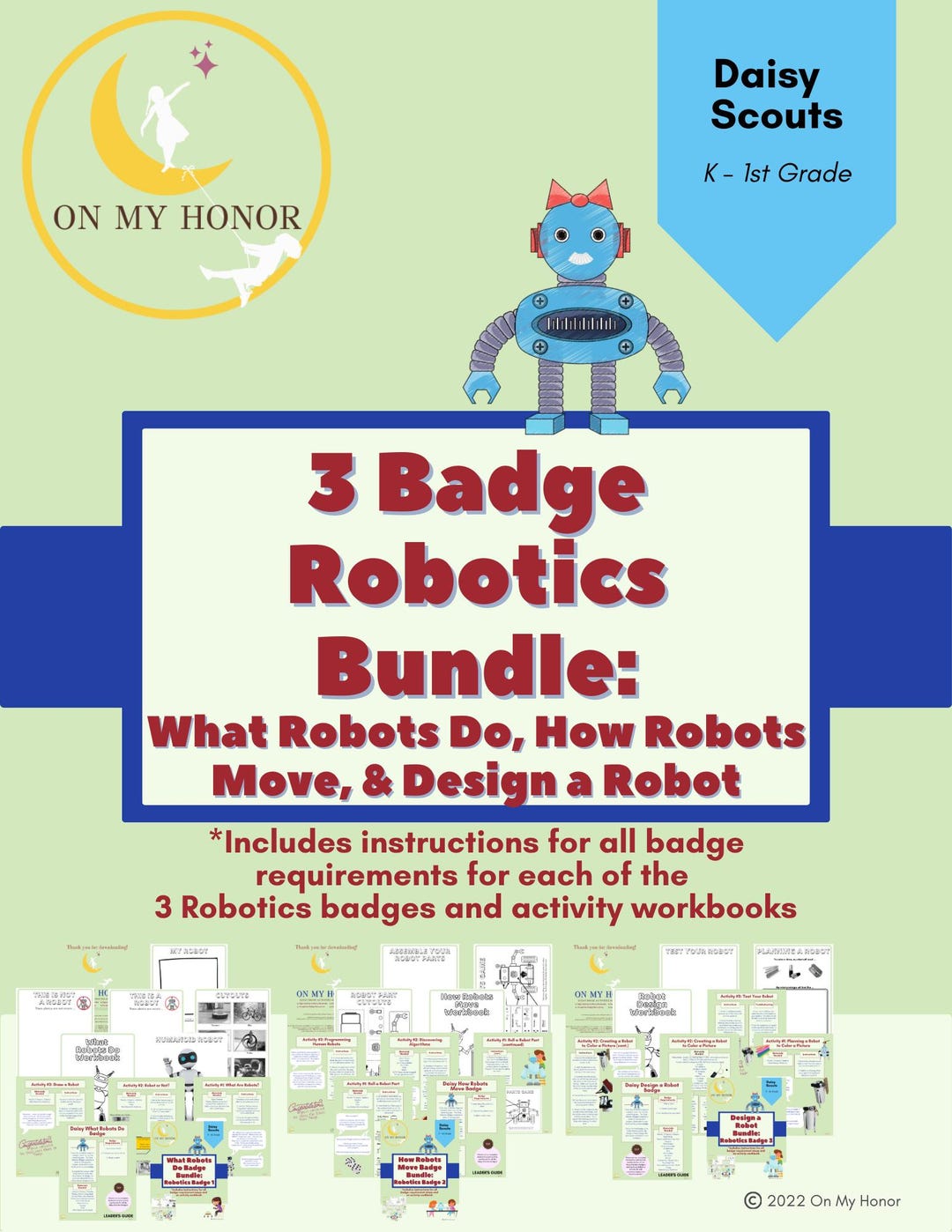 Daisy Girl Scouts Robotics Badge Activity Plan Bundle: 3 Robot Badges ...