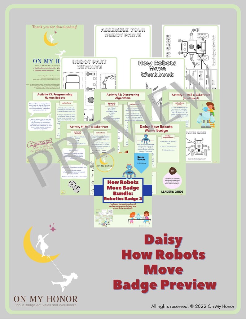 Daisy Girl Scouts Robotics Badge Activity Plan Bundle: 3 Robot Badges ...
