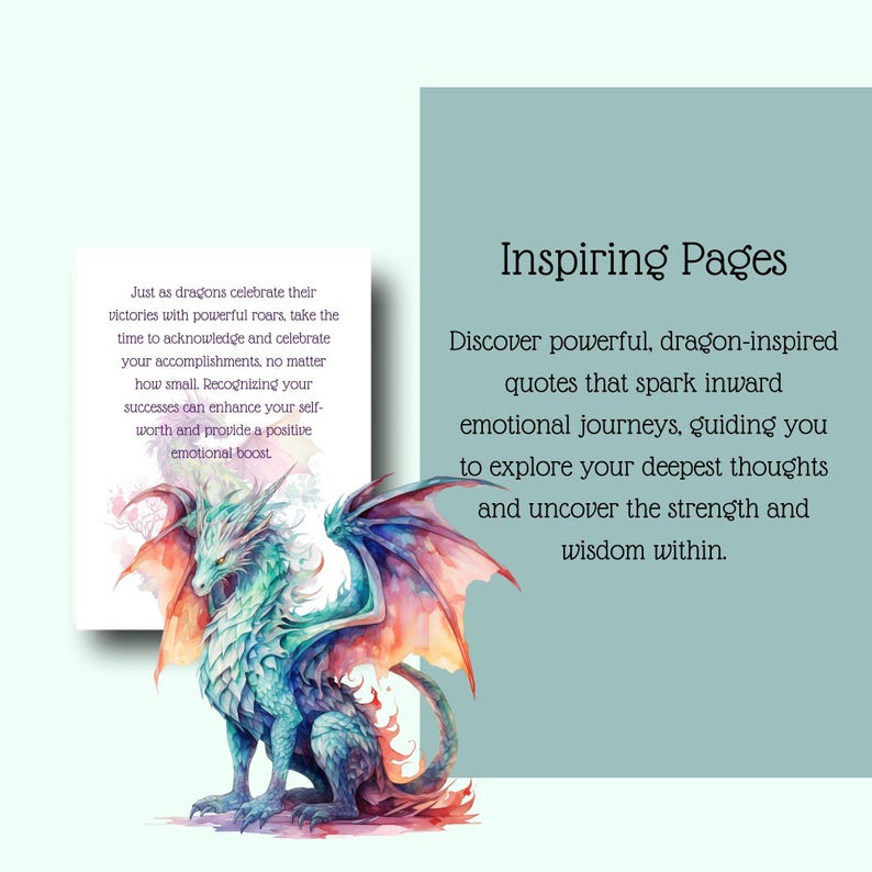 Dragon Themed Guided Journal, Printable Self Discovery Workbook ...