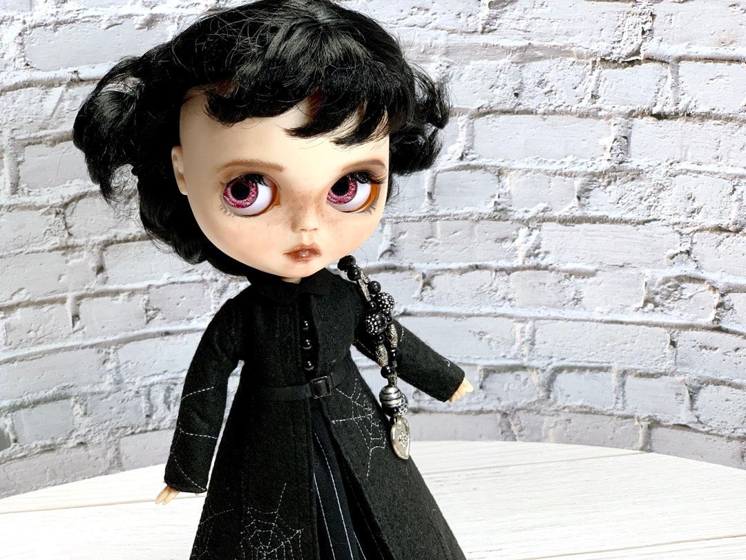 Blythe Doll Coat Black Gothic. Doll Coat With Spider Embroidery. Doll ...