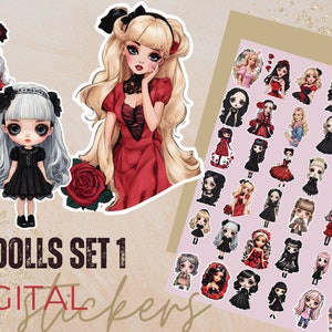 36 DIGITAL Stickers to Print. Dolls and Girls SET 1. A4 Sheet - Etsy