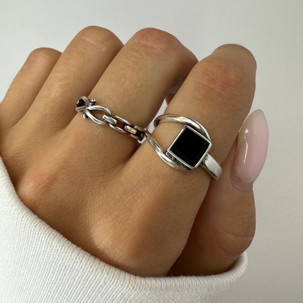 Square Stone Ring - Etsy