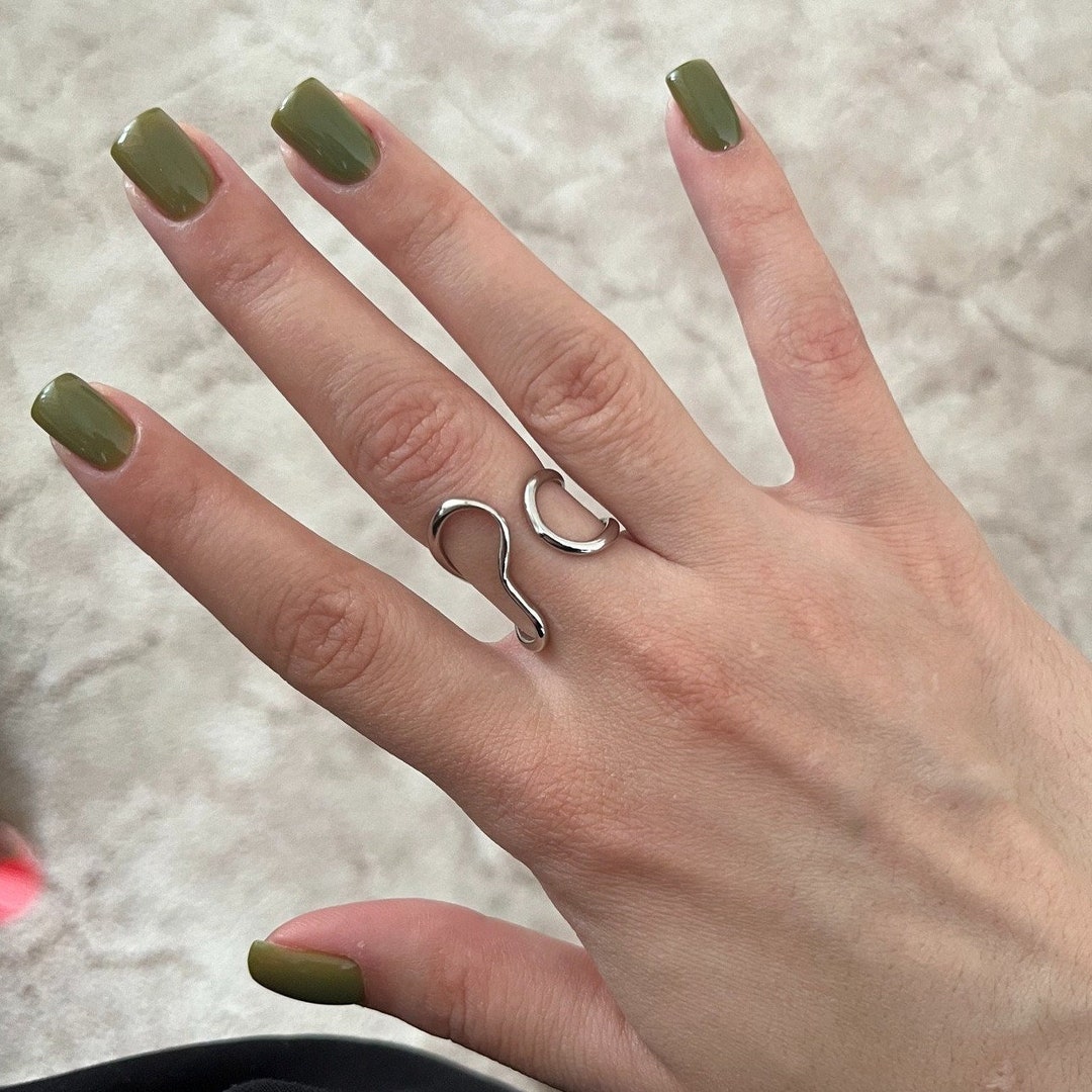 Irregular Shape Large Wiggle Silver Ring for Mother, Women, Unique ...