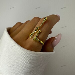 Melted Drip Silver Ring, Liquid Metal Dripping Ring for Women ...