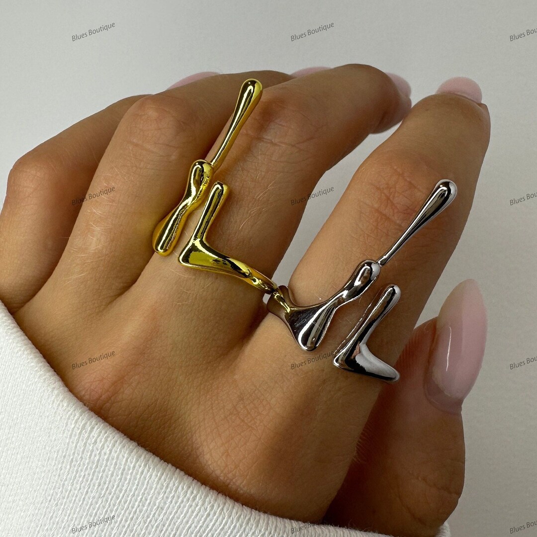 Melted Drip Silver Ring, Liquid Metal Dripping Ring for Women ...