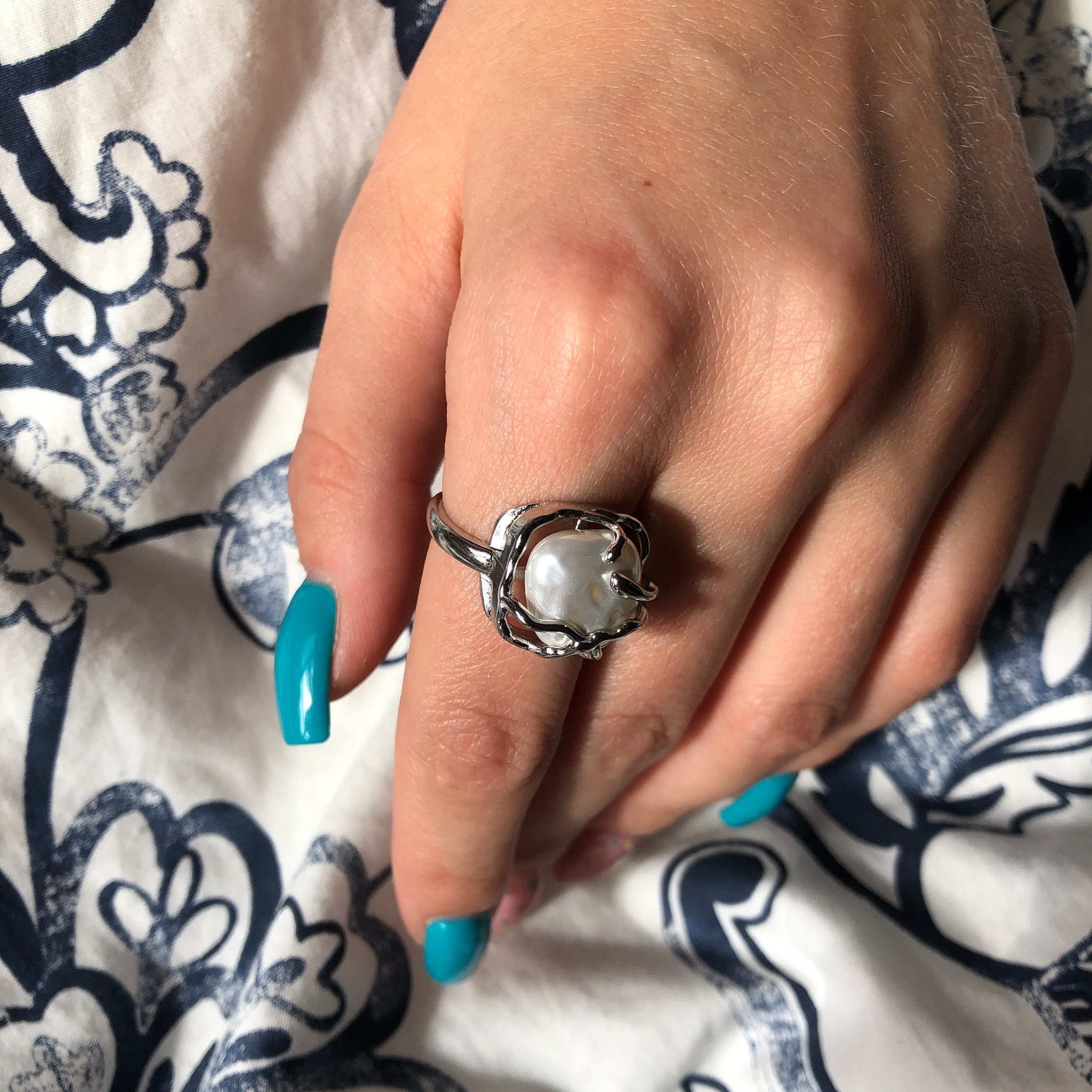 Chunky Irregular Geometric Abstract Silver Ring for Women - Etsy UK