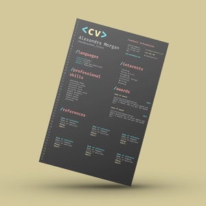 Resume CV Template Template - Programming & Coding - Professional ...
