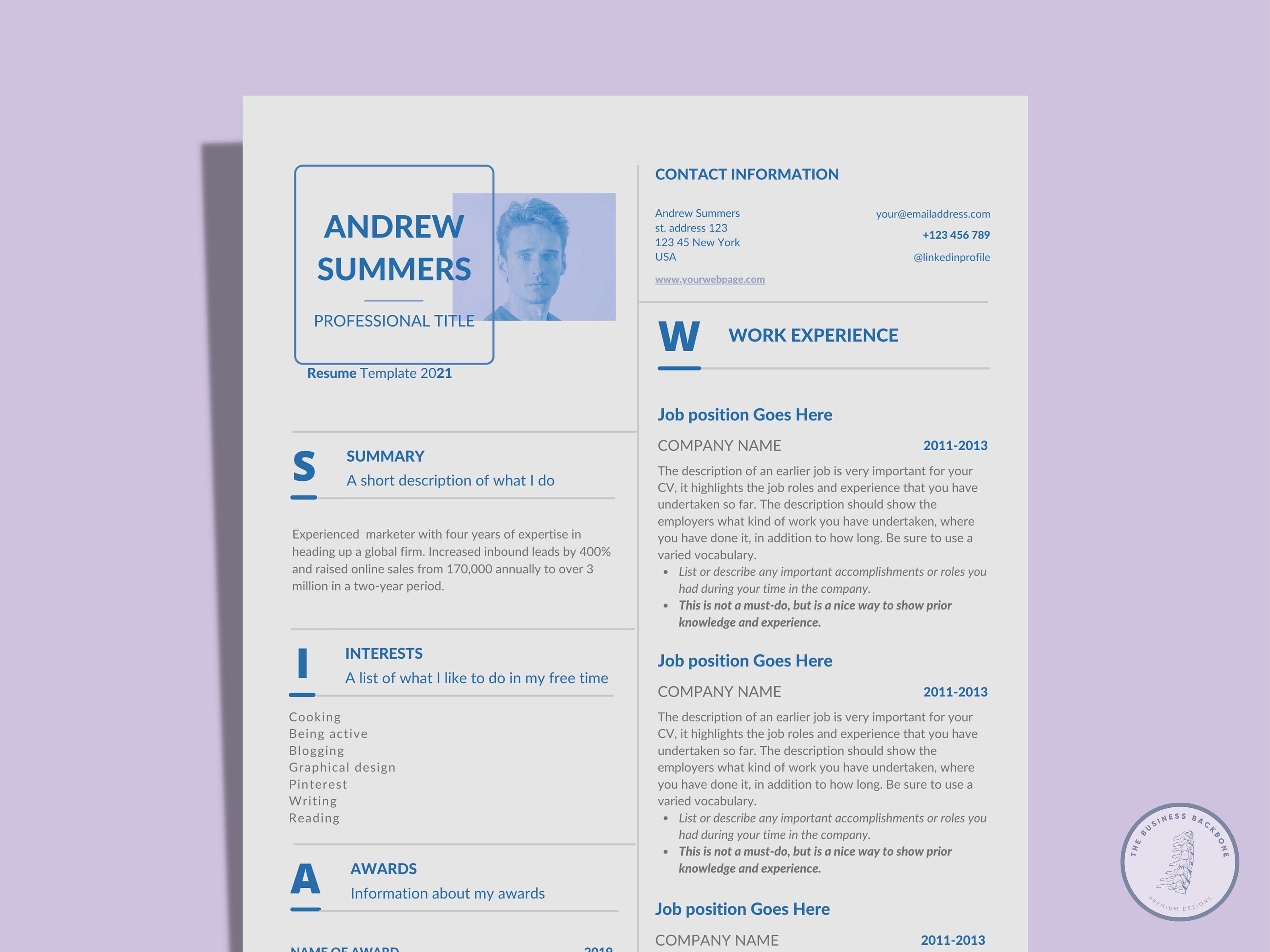 Modern Resume Template - Cover Letter + References - Minimalistic ...
