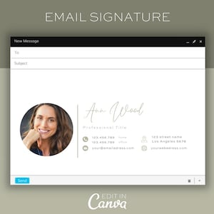 Email Signature Template With Photo - Editable Canva Digital Design ...