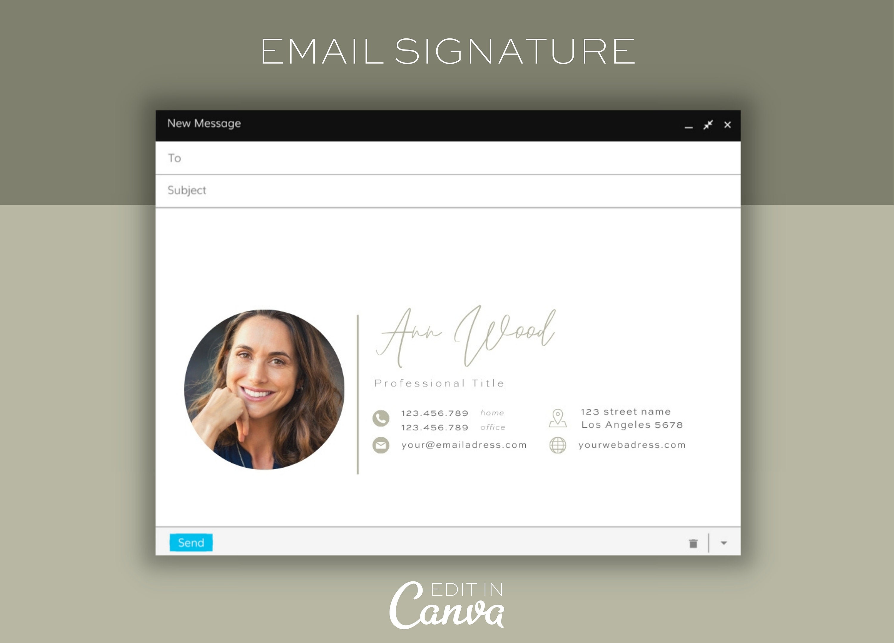 Email Signature Template With Photo - Editable Canva Digital Design ...