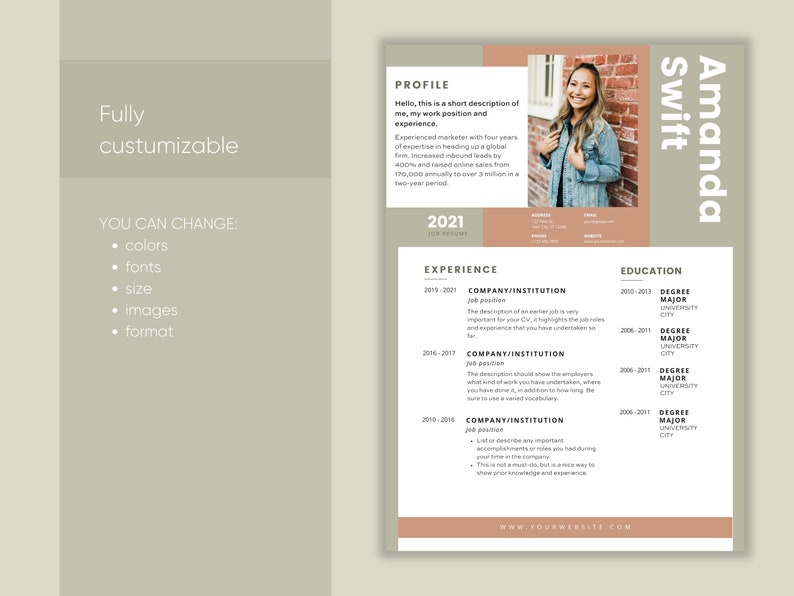 Modern Resume Template Professional Clean and Sleek Canva - Etsy