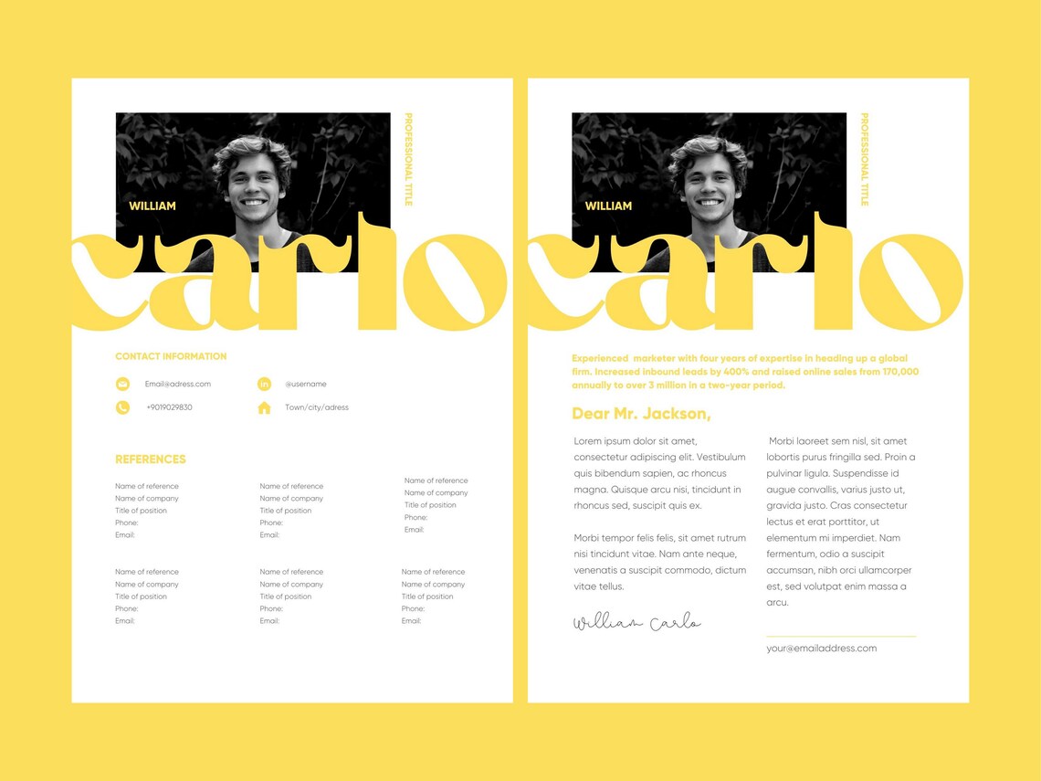 Creative and Colorful Resume Template - 2-page CV Editable Modern ...