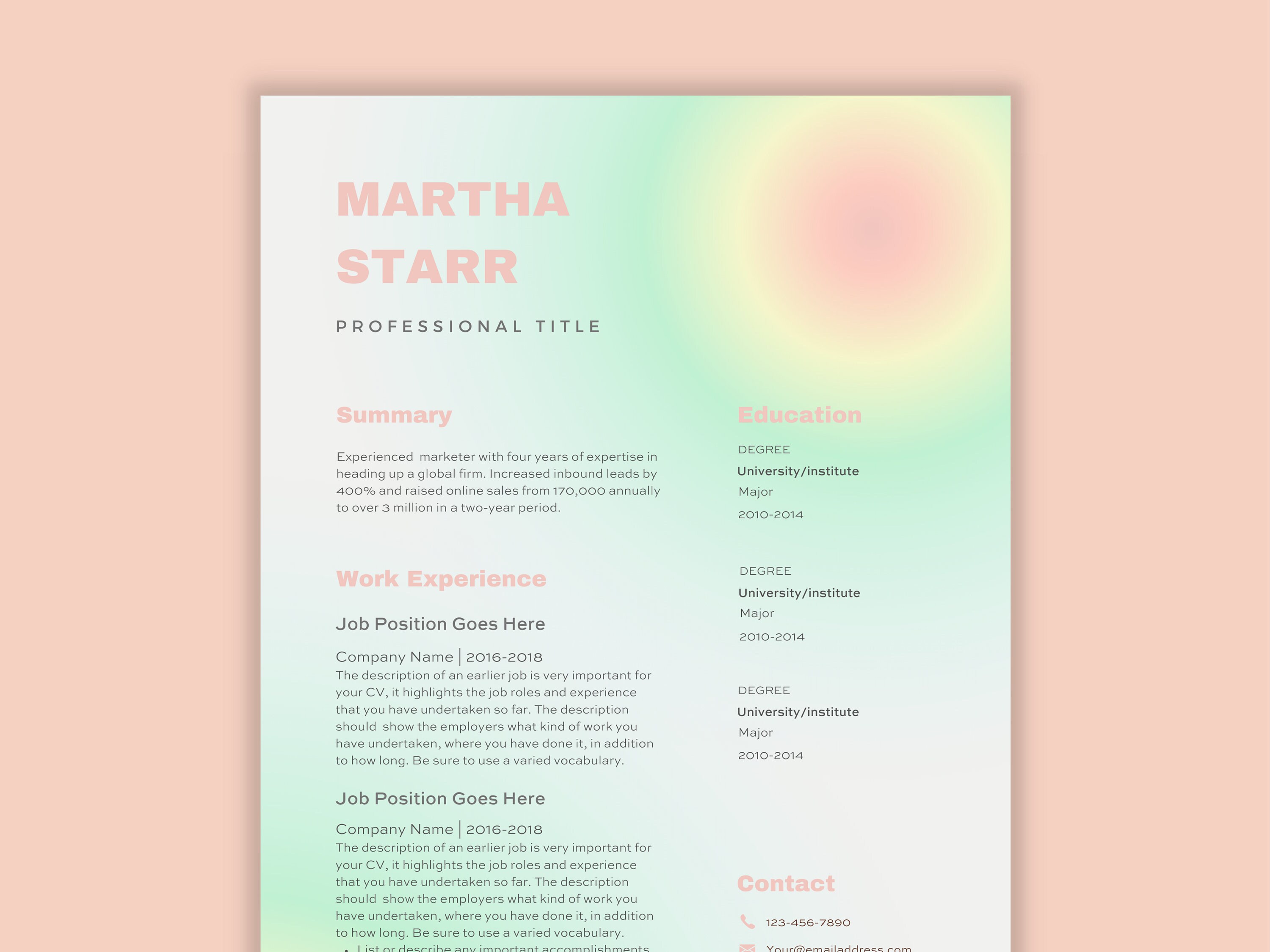 Creative Resume Template - CV Editable Colorful & Customizable ...