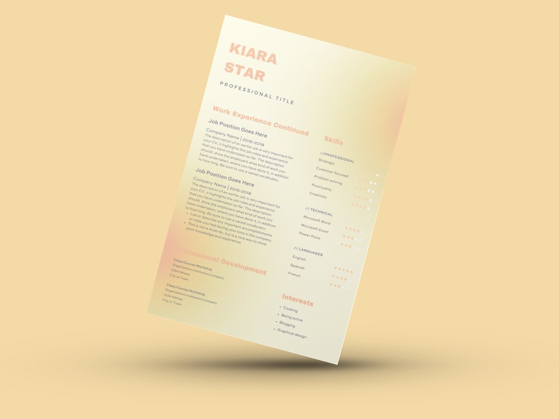 Creative 2-page Resume Template CV Editable Aura - Etsy