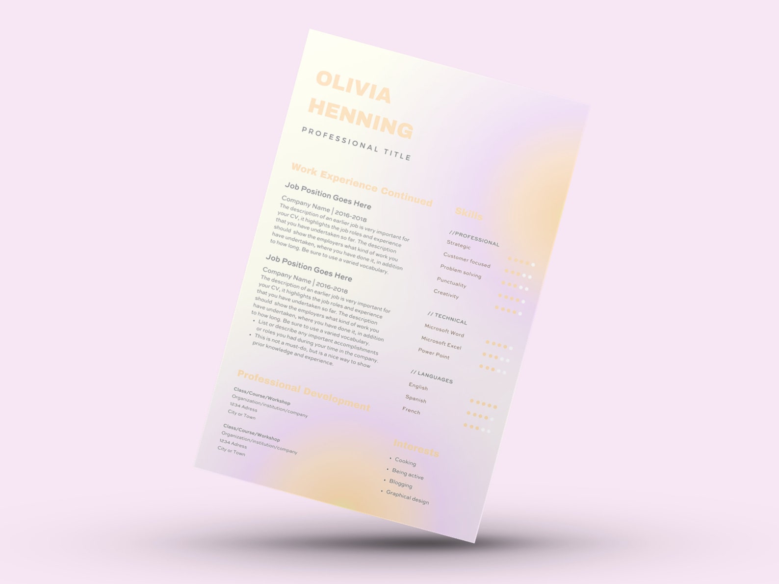 Modern Resume Template CV Editable Aura Curriculum Vitae - Etsy