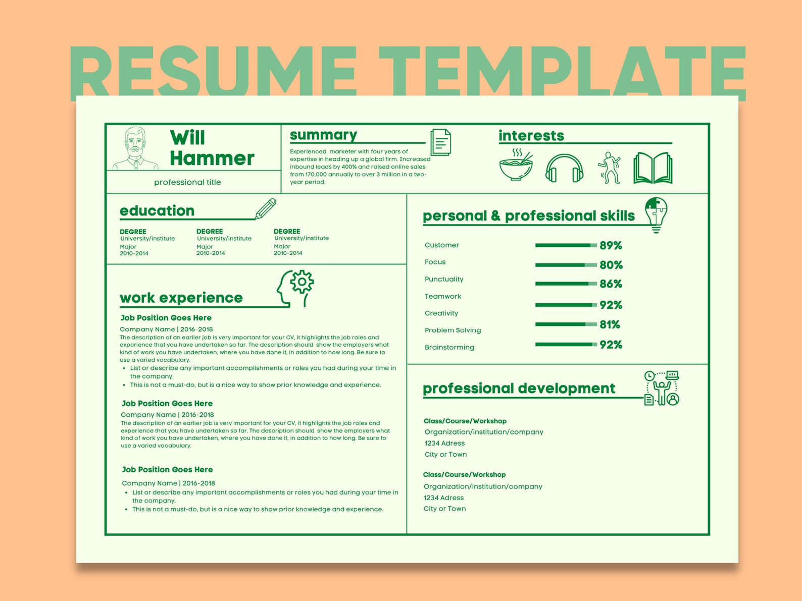 Creative Resume Template - CV Editable & Customizable - Curriculum ...