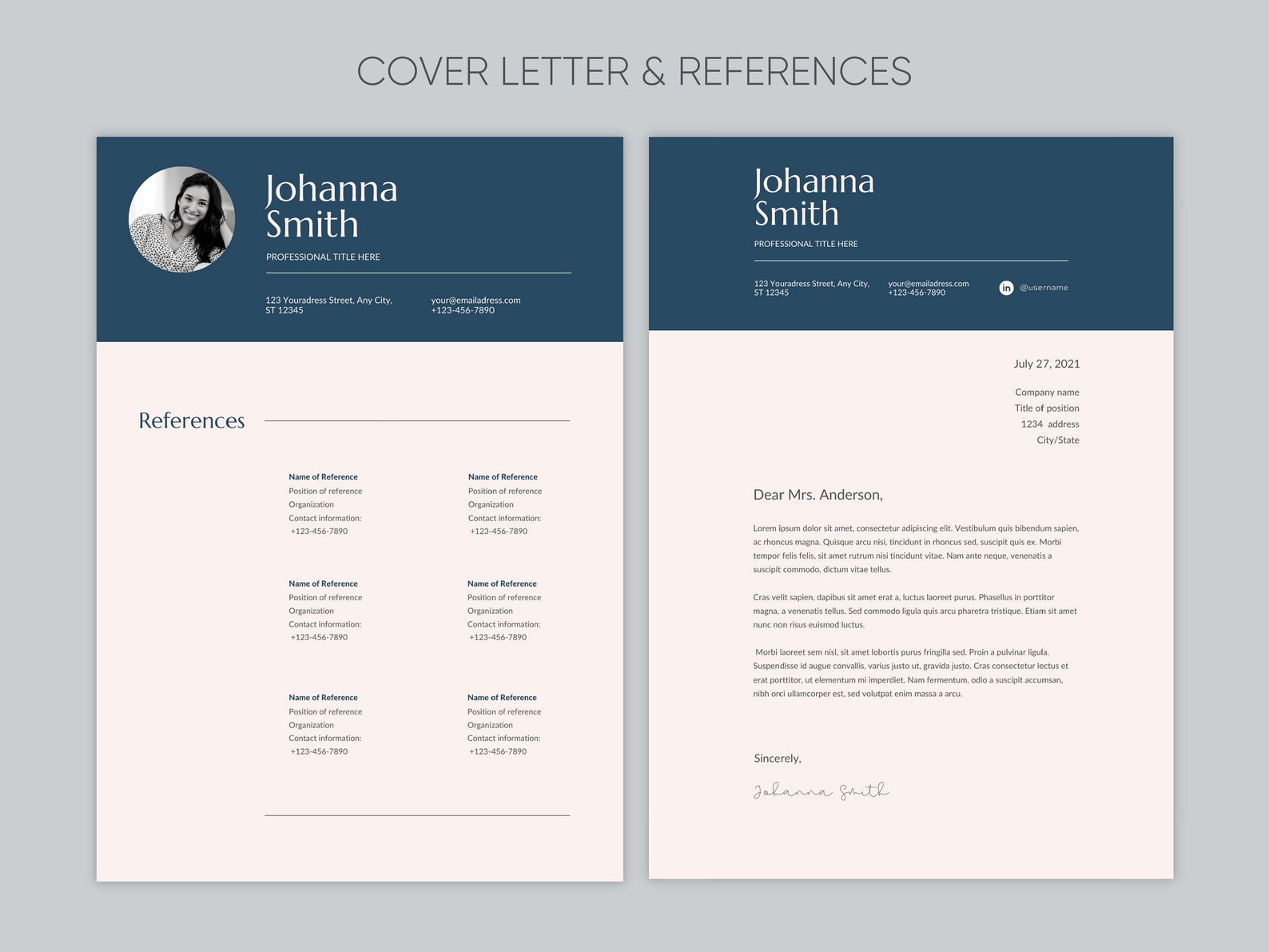 Resume Template Professional - Customizable & Editable - Cover Letter ...