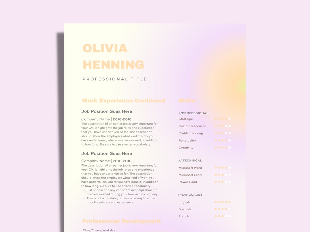 Modern Resume Template - CV Editable Aura - Curriculum Vitae - Cover ...