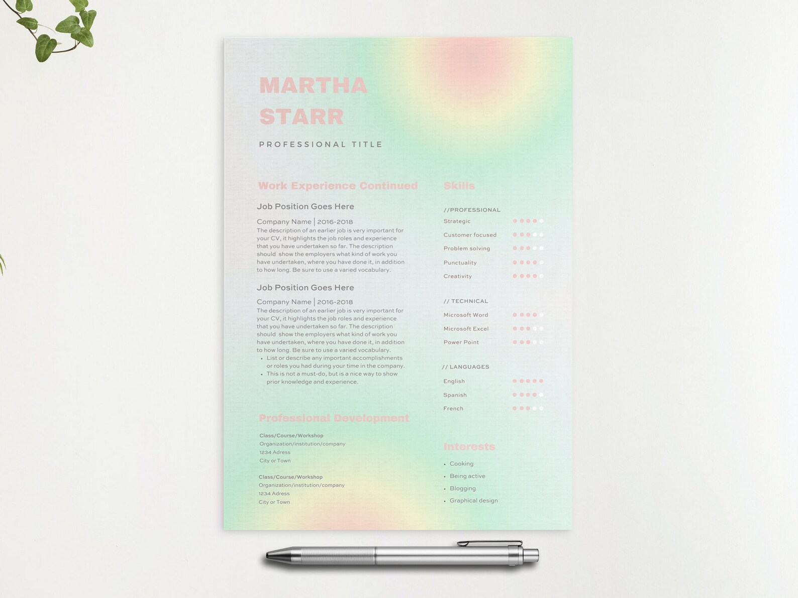 Creative Resume Template - CV Editable Colorful & Customizable ...